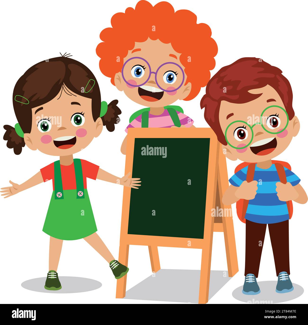 cute happy kids and chalkboard Stock Vector Image & Art - Alamy