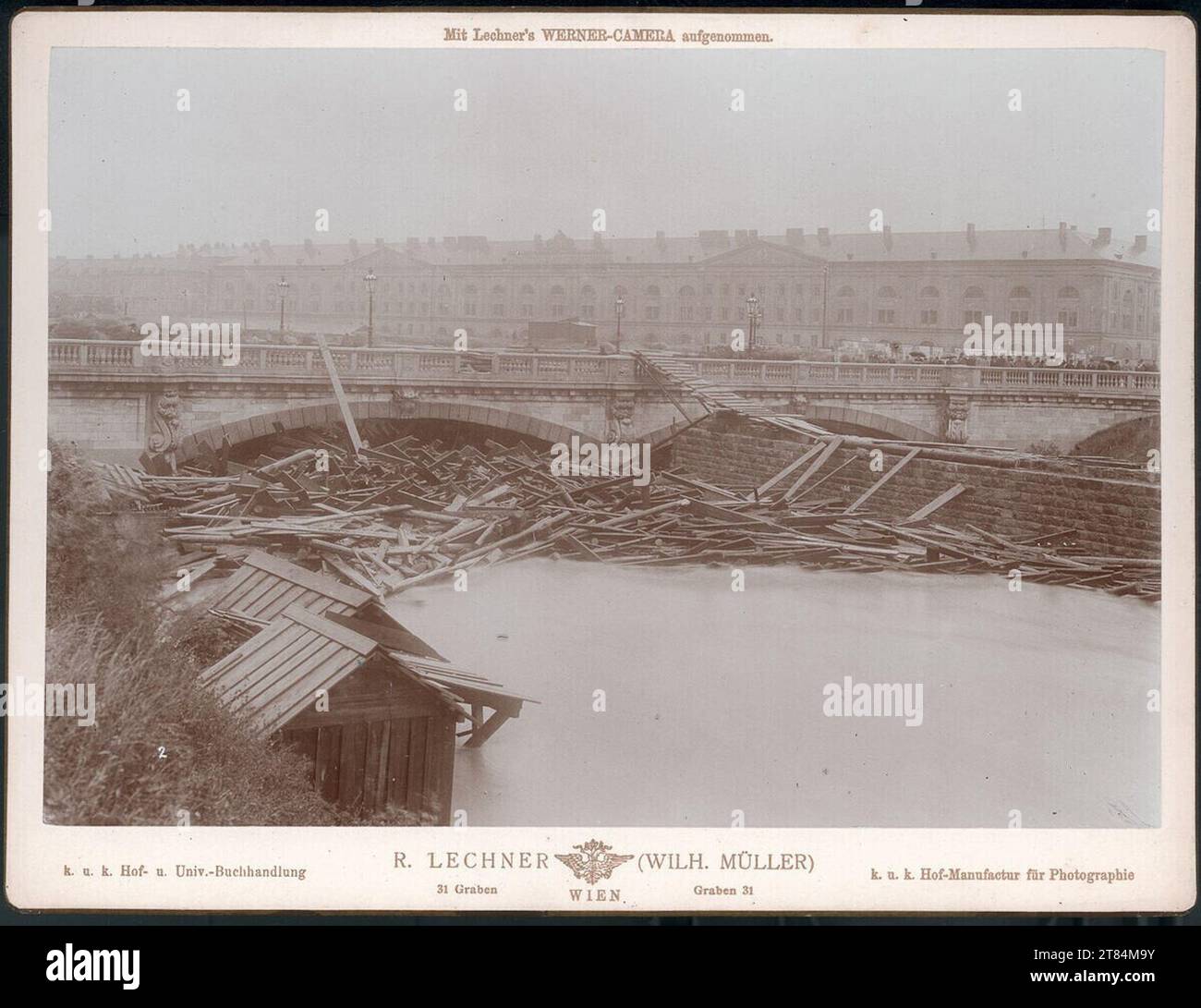 Rudolf Lechner (Wilhelm Müller) Flood of Vienna and Danube. Glossy ...