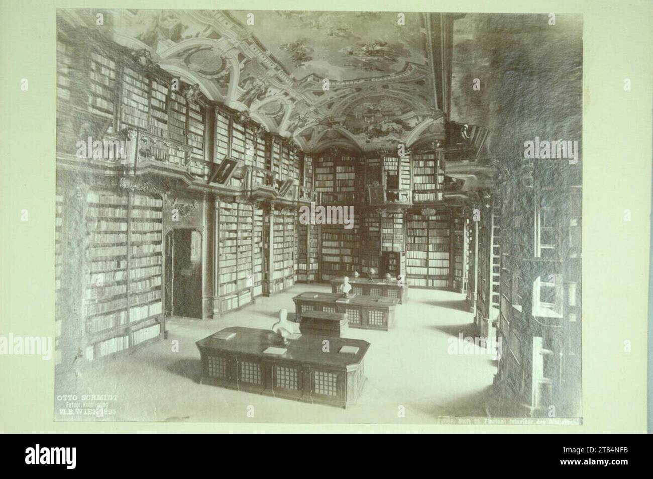 Otto Schmidt St. Florian Abbey, interior of the library. Albumin, on ...