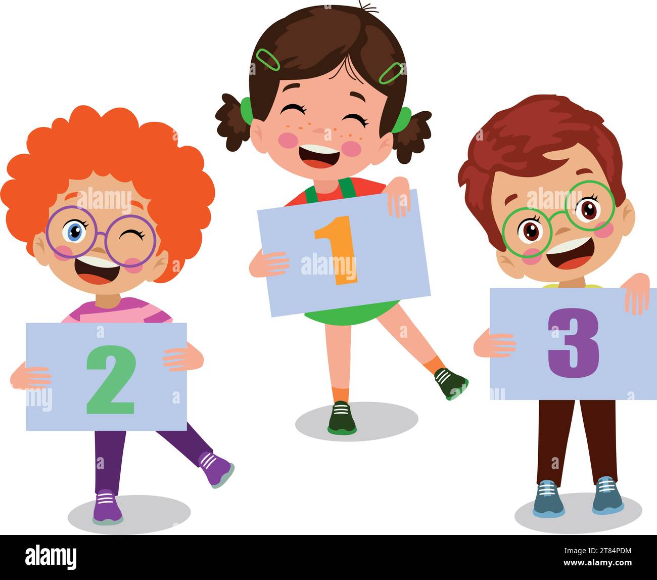 numbers cute kids holding papers with numbers Stock Vector Image & Art ...
