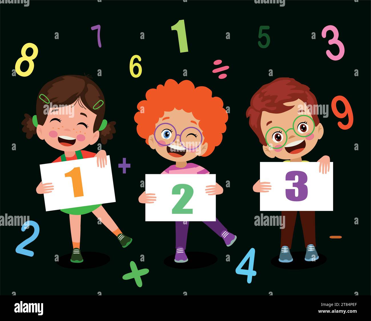 numbers cute kids holding papers with numbers Stock Vector Image & Art ...