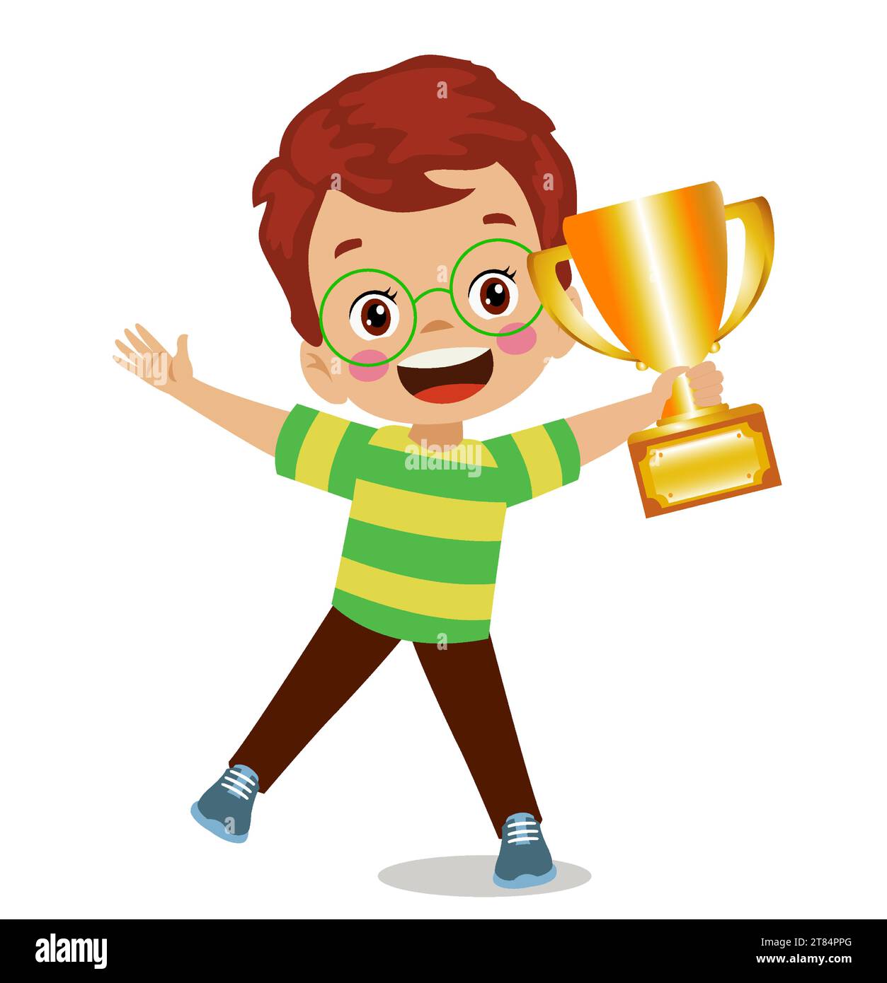cute happy boy holding golden trophy Stock Vector Image & Art - Alamy