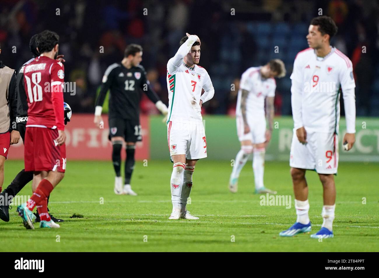 Wales' Neco Williams looks dejected following the UEFA Euro 2024 ...