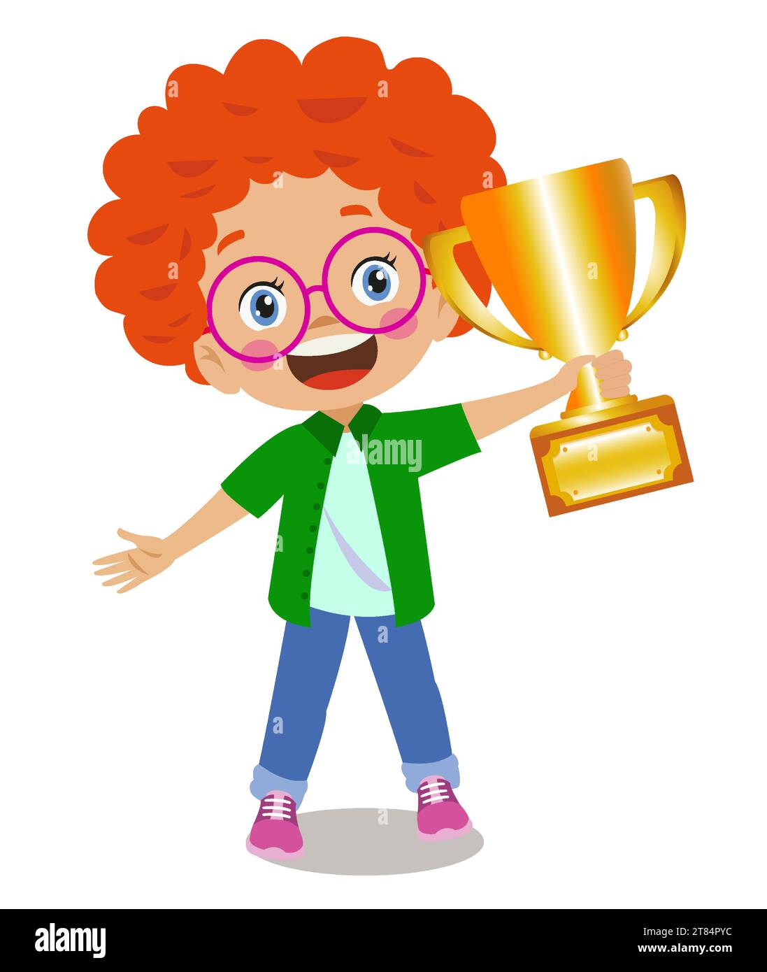 cute happy boy holding golden trophy Stock Vector Image & Art - Alamy
