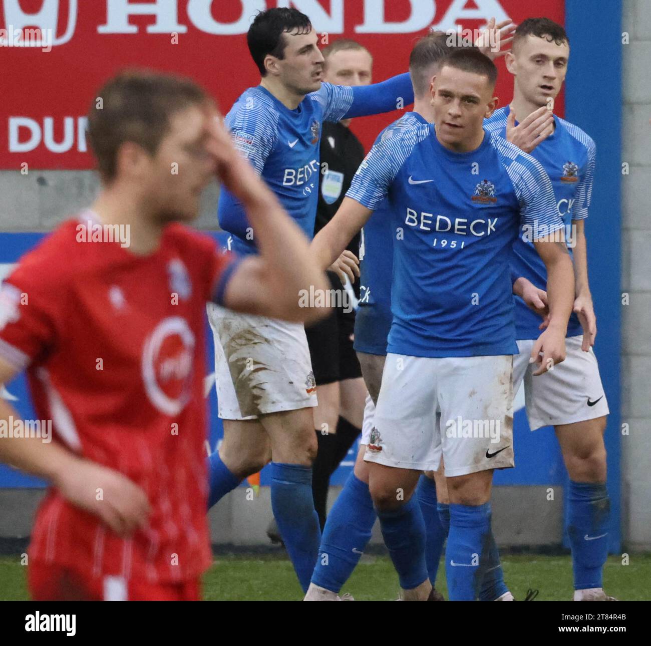 Mourneview Park, Lurgan, County Armagh, Northern Ireland, UK. 18th Nov 2023. Sports Direct ...