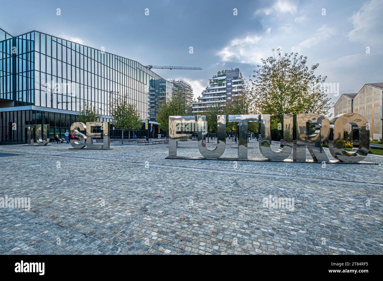 Milan:modern architecture in the new square Adriano Olivetti Stock ...