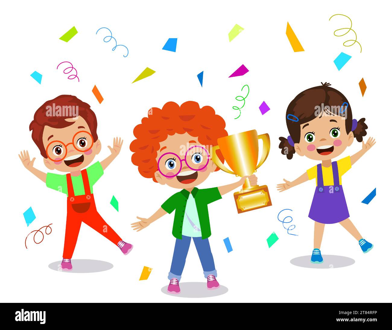 cute happy boy holding golden trophy Stock Vector Image & Art - Alamy