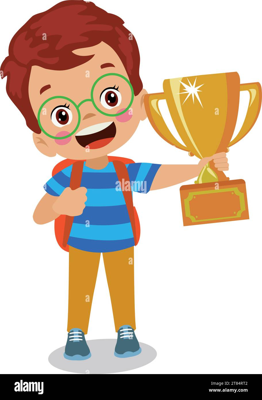 cute happy boy holding golden trophy Stock Vector Image & Art - Alamy