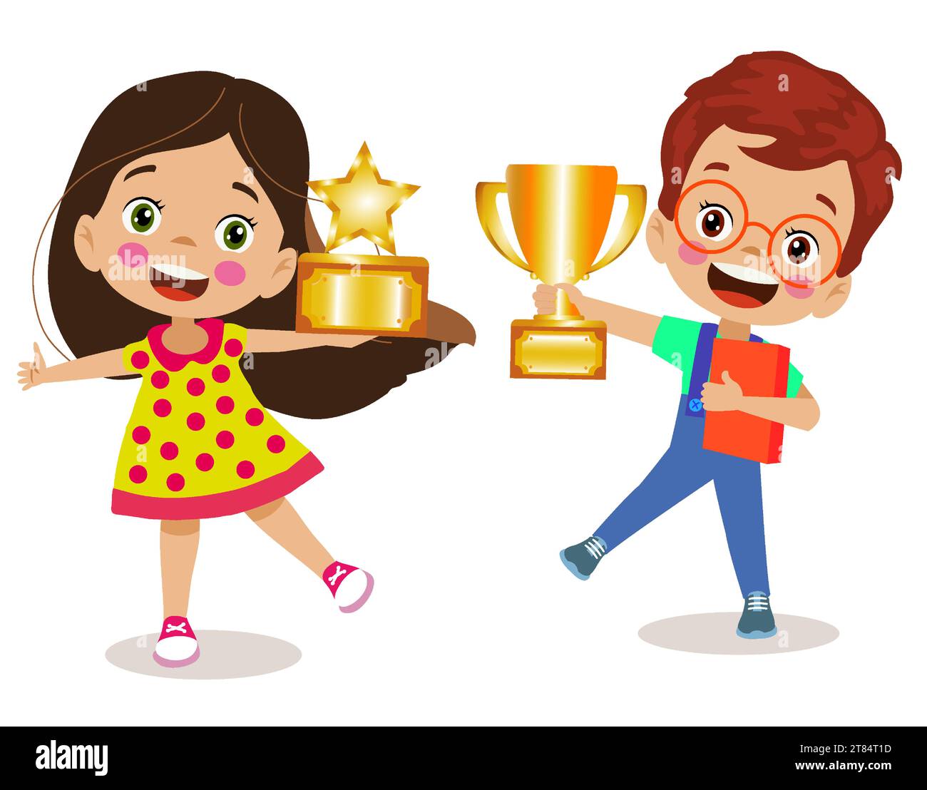Boy with trophy Stock Vector Images - Alamy