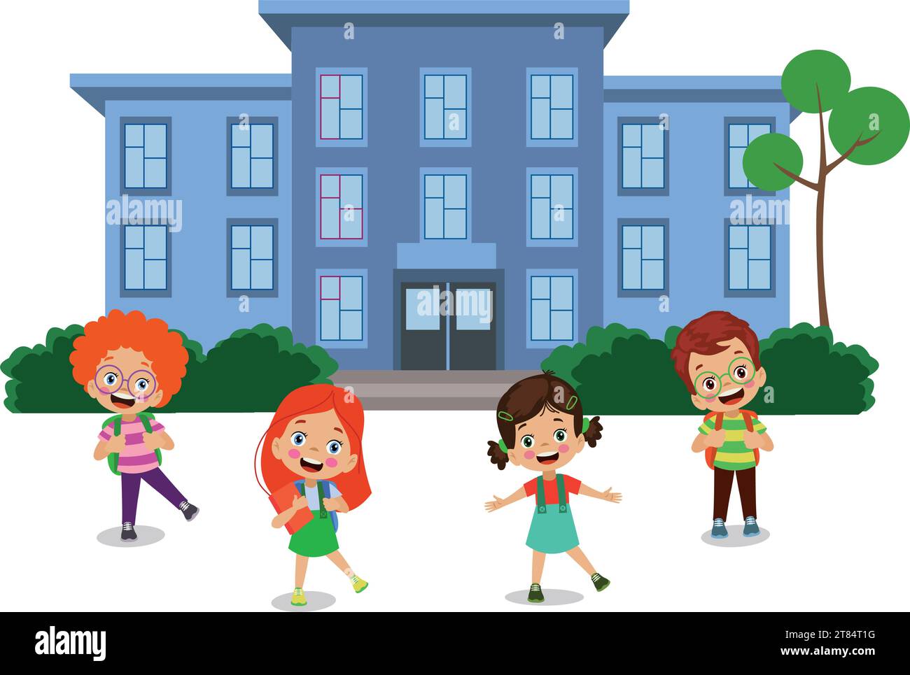 cute students in front of school Stock Vector Image & Art - Alamy