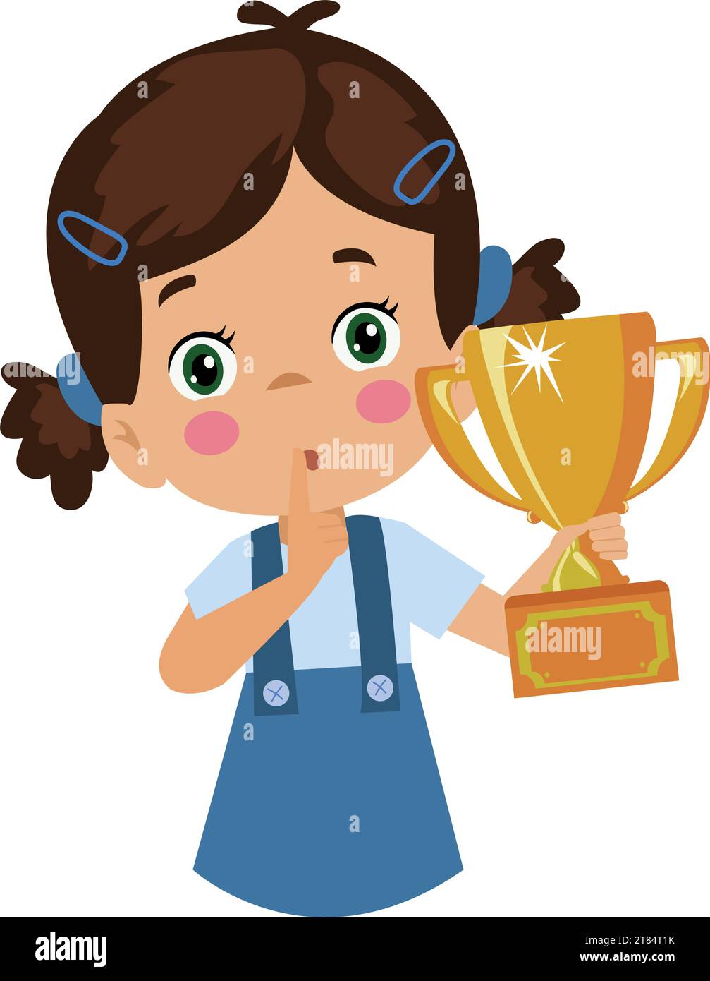 happy cute kids win game gold trophy Stock Vector Image & Art - Alamy