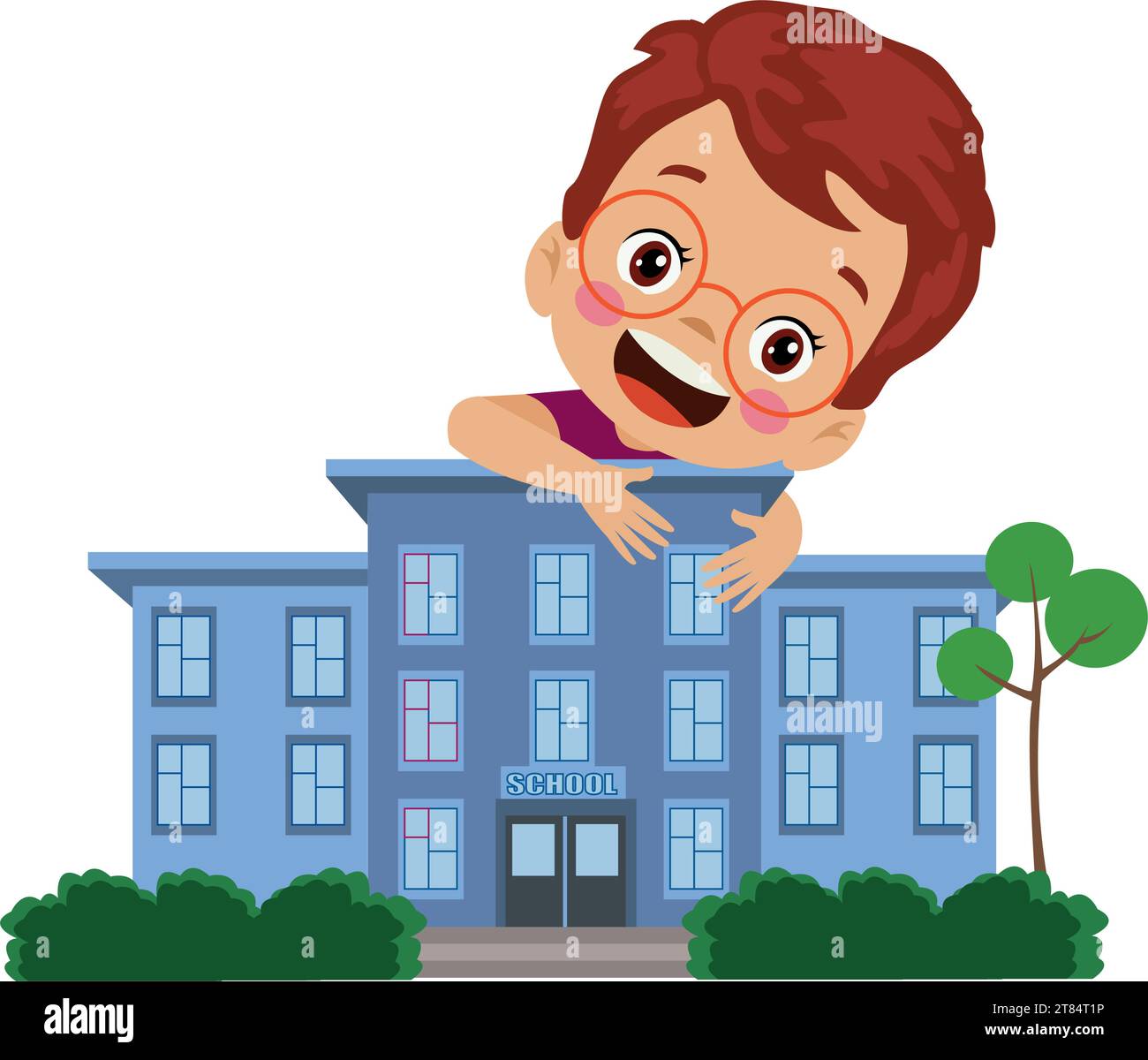 cute happy student and school building Stock Vector Image & Art - Alamy