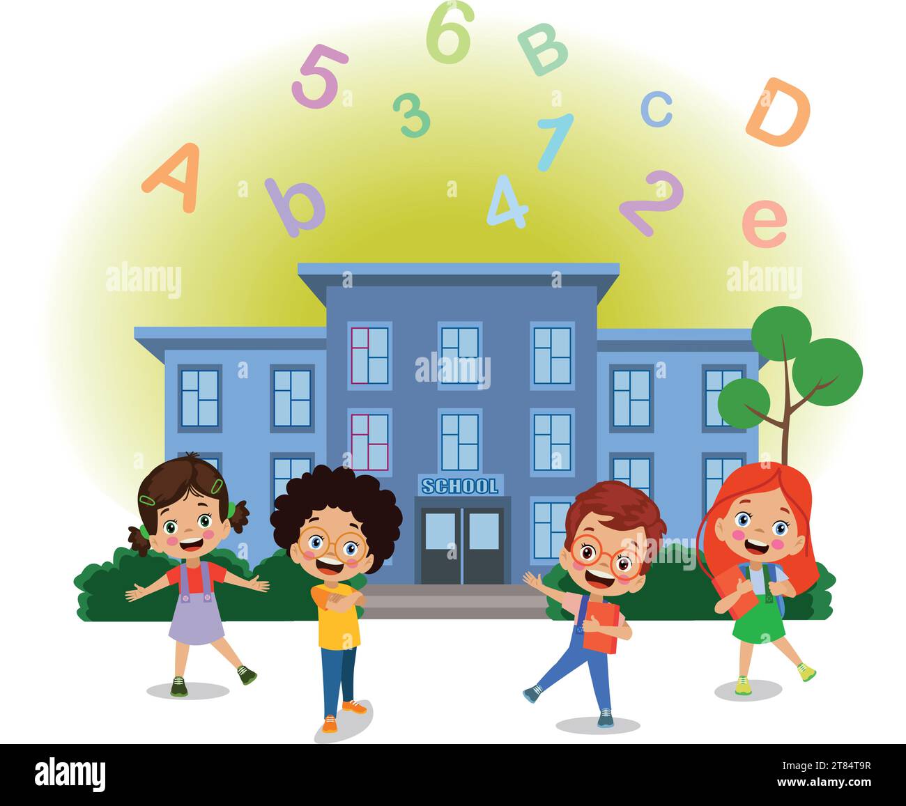 cute students in front of school Stock Vector Image & Art - Alamy