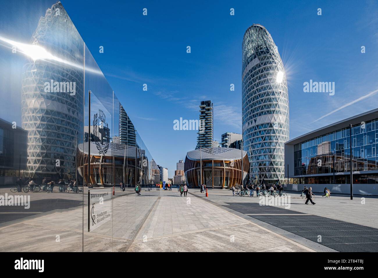 Milano, Italy. The iconic tower and the BAM public park. Skyscraper ...