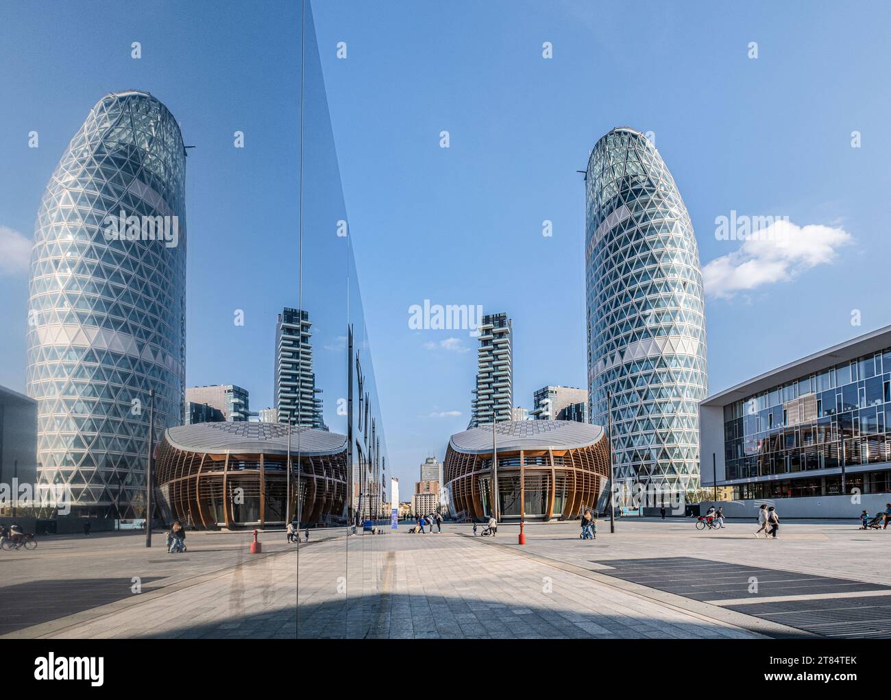 Milano, Italy. The iconic tower and the BAM public park. Skyscraper ...