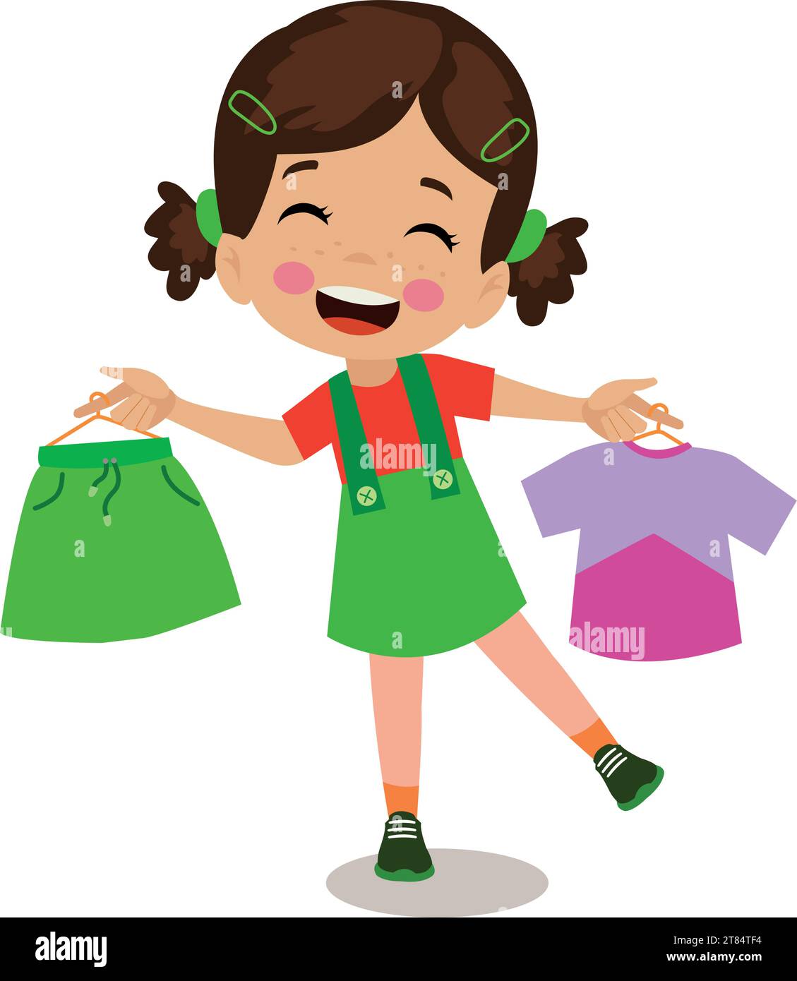 cute happy boy holding his clothes Stock Vector Image & Art - Alamy