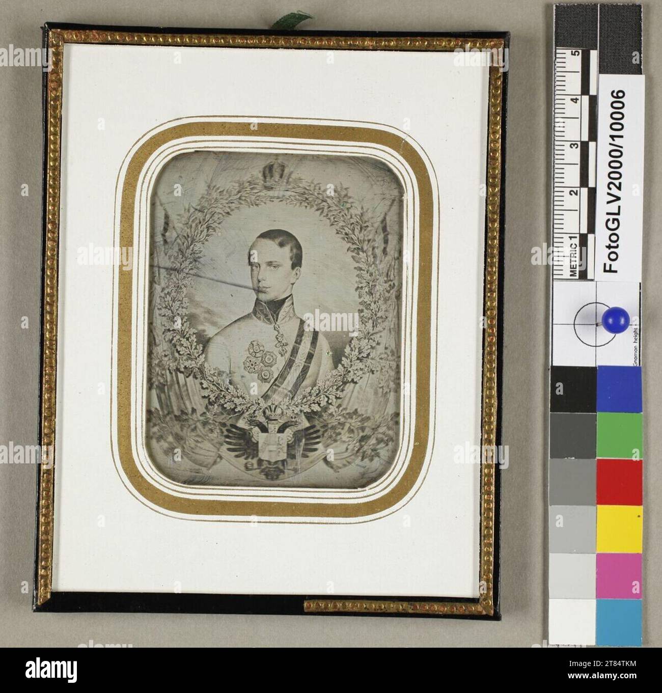Anonym Copper engraving with portrait of the young emperor Franz Josef ...