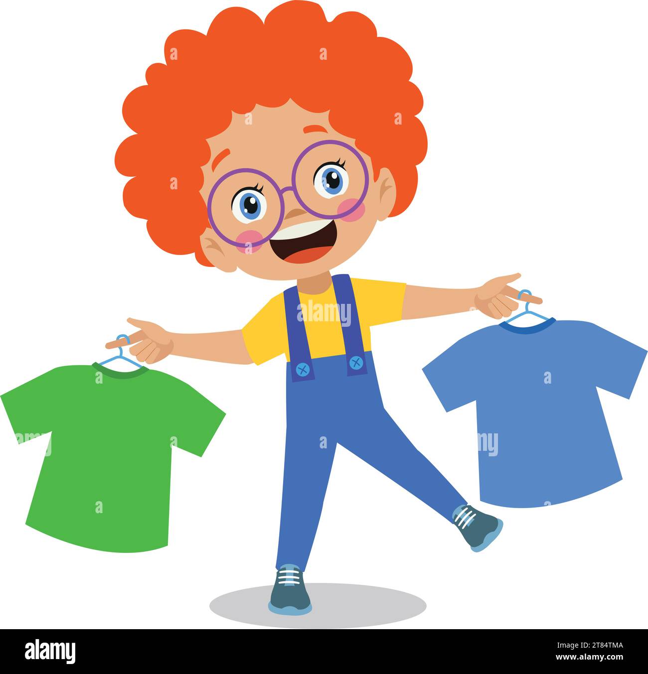 cute happy boy holding his clothes Stock Vector Image & Art - Alamy