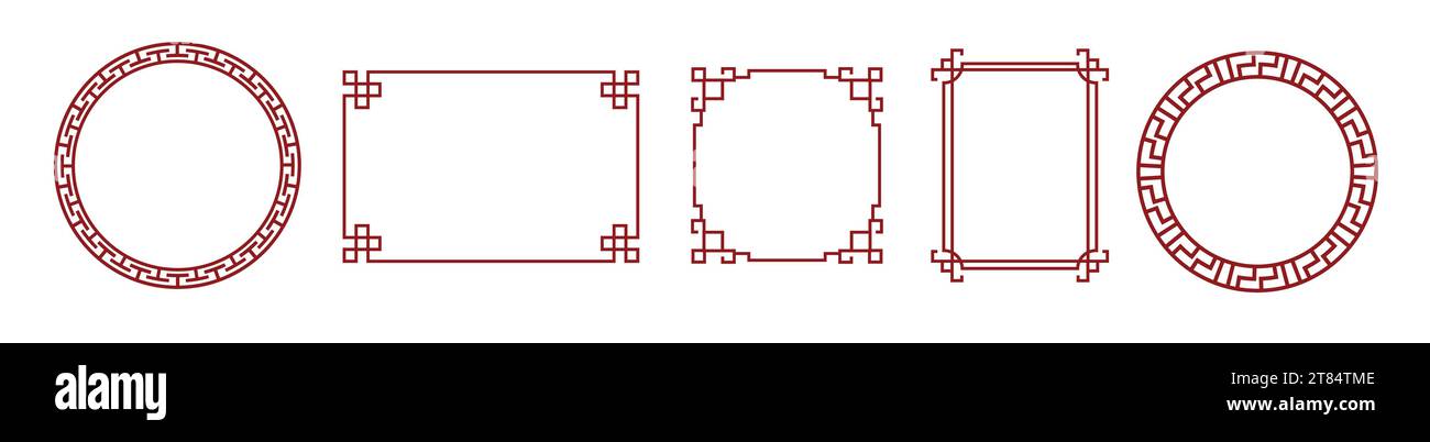 Chinese frame vector design. Circle and square border Stock Vector ...