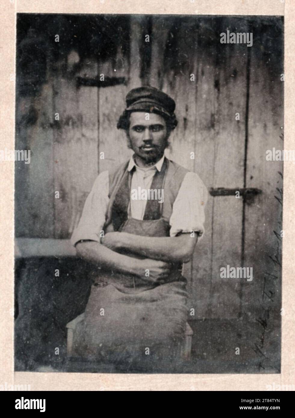 Franz Xaver Adler Young man in work clothes, frontal. Ambrotype on ...