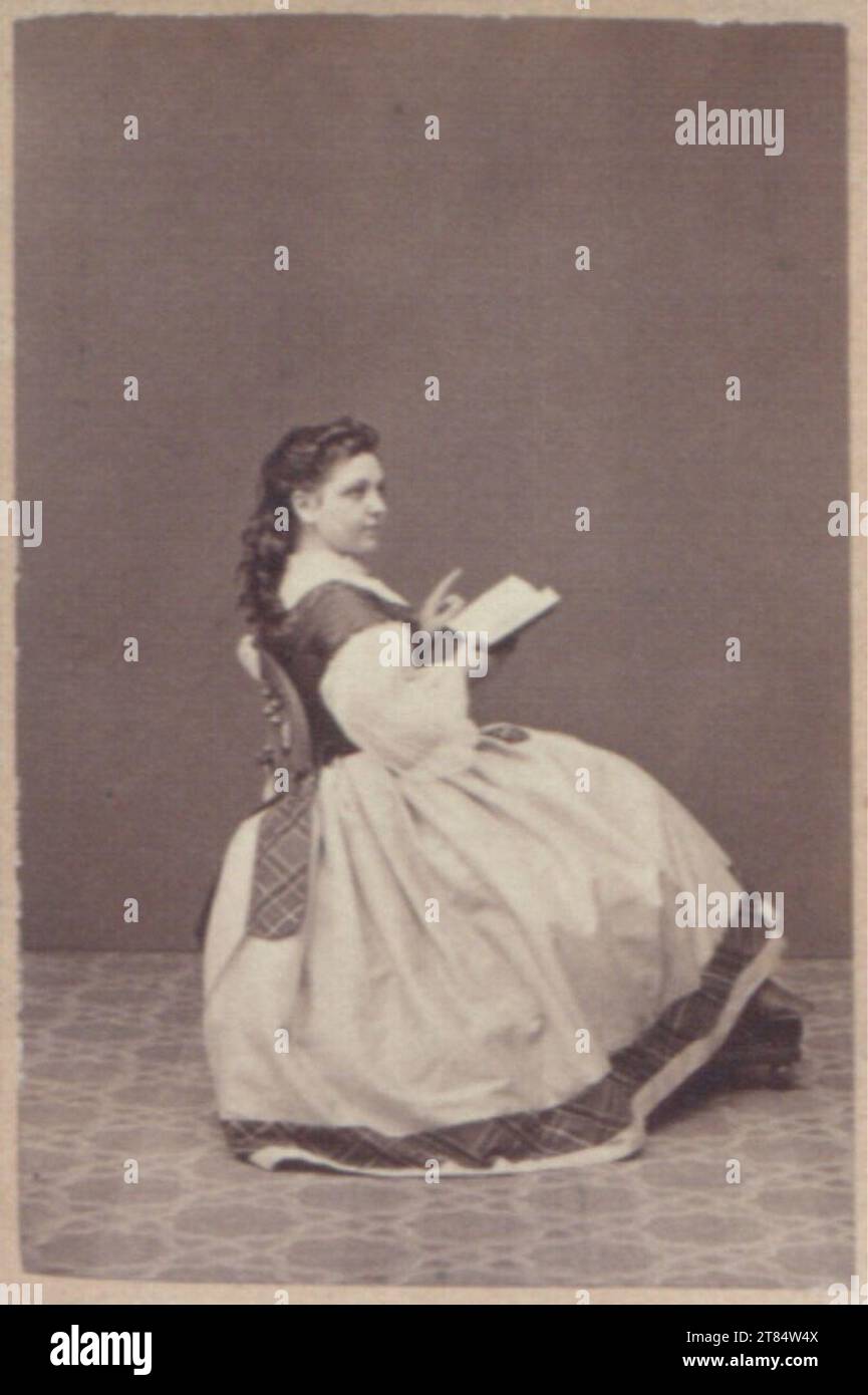 Emil Rabending Women's portrait, whole figure, with a book on an ...