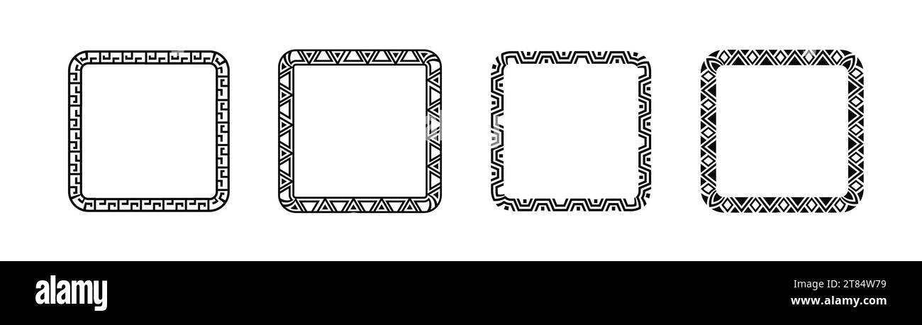 Africa tribal square frame vector design. Square border african ...