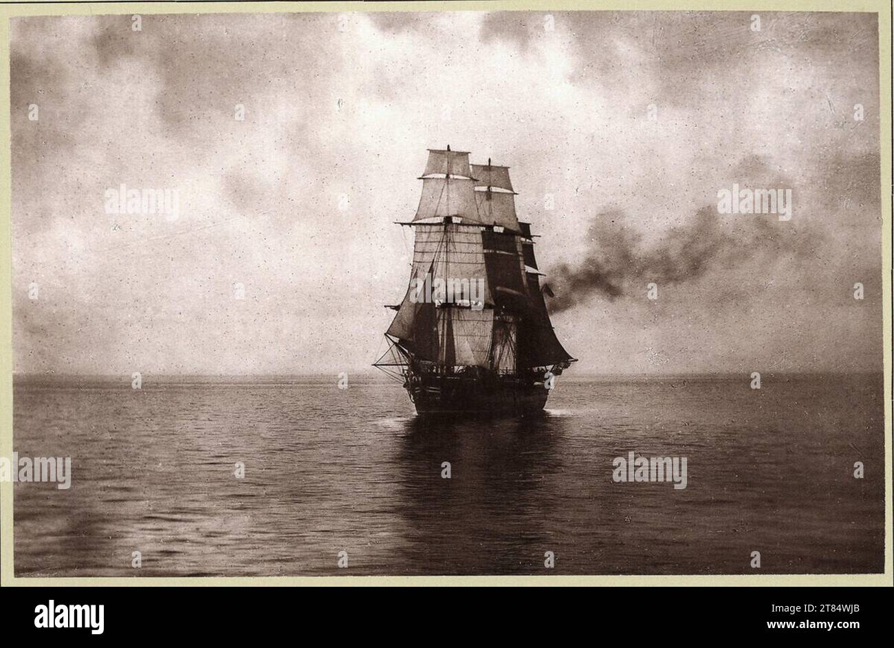 Johann Baptist Obernetter S. M. Corvette "Stosch" under steam and sail ...