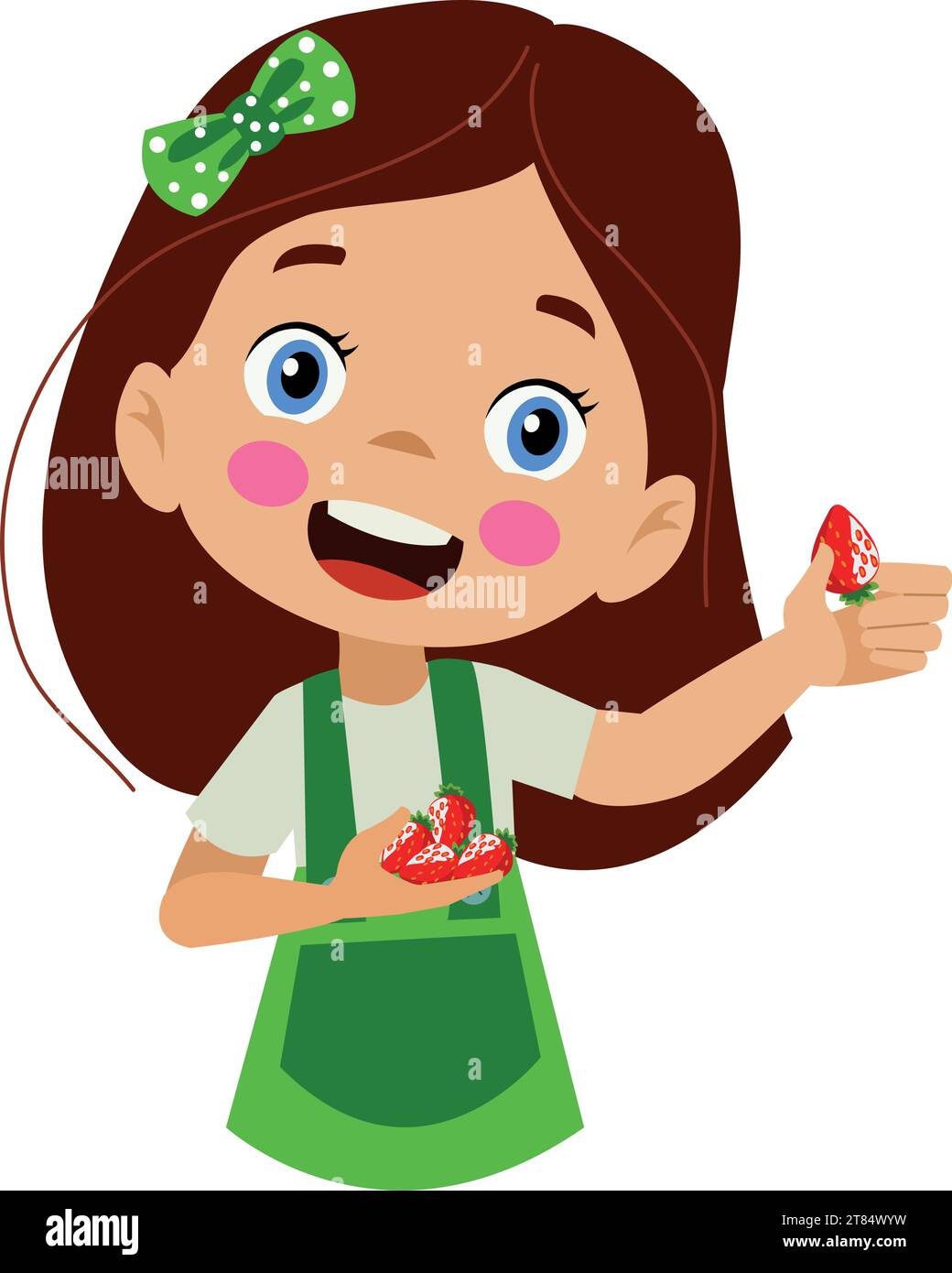 Child eating strawberry little girl Stock Vector Images - Alamy