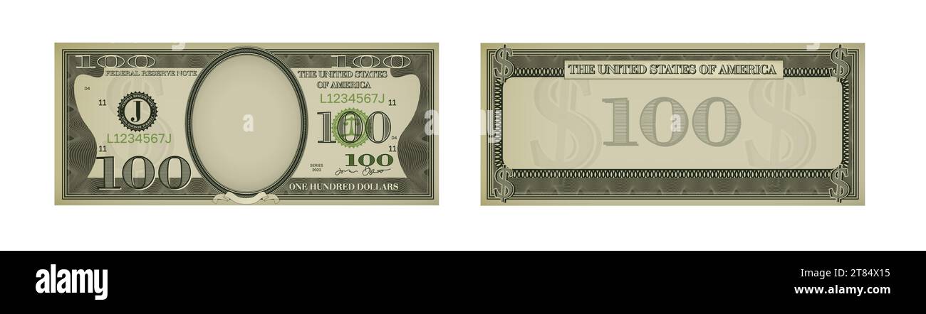 One hundred dollar banknote template. US fake cash Stock Vector Image ...