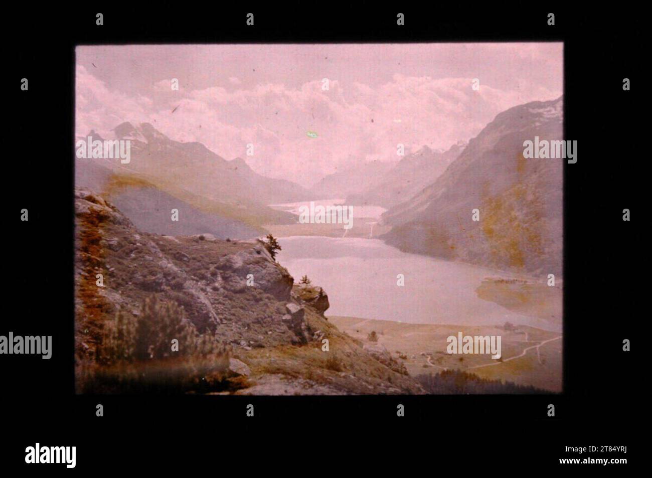 Arthur von Hübl Mountain landscape with a view of the lake. Autochrom ...