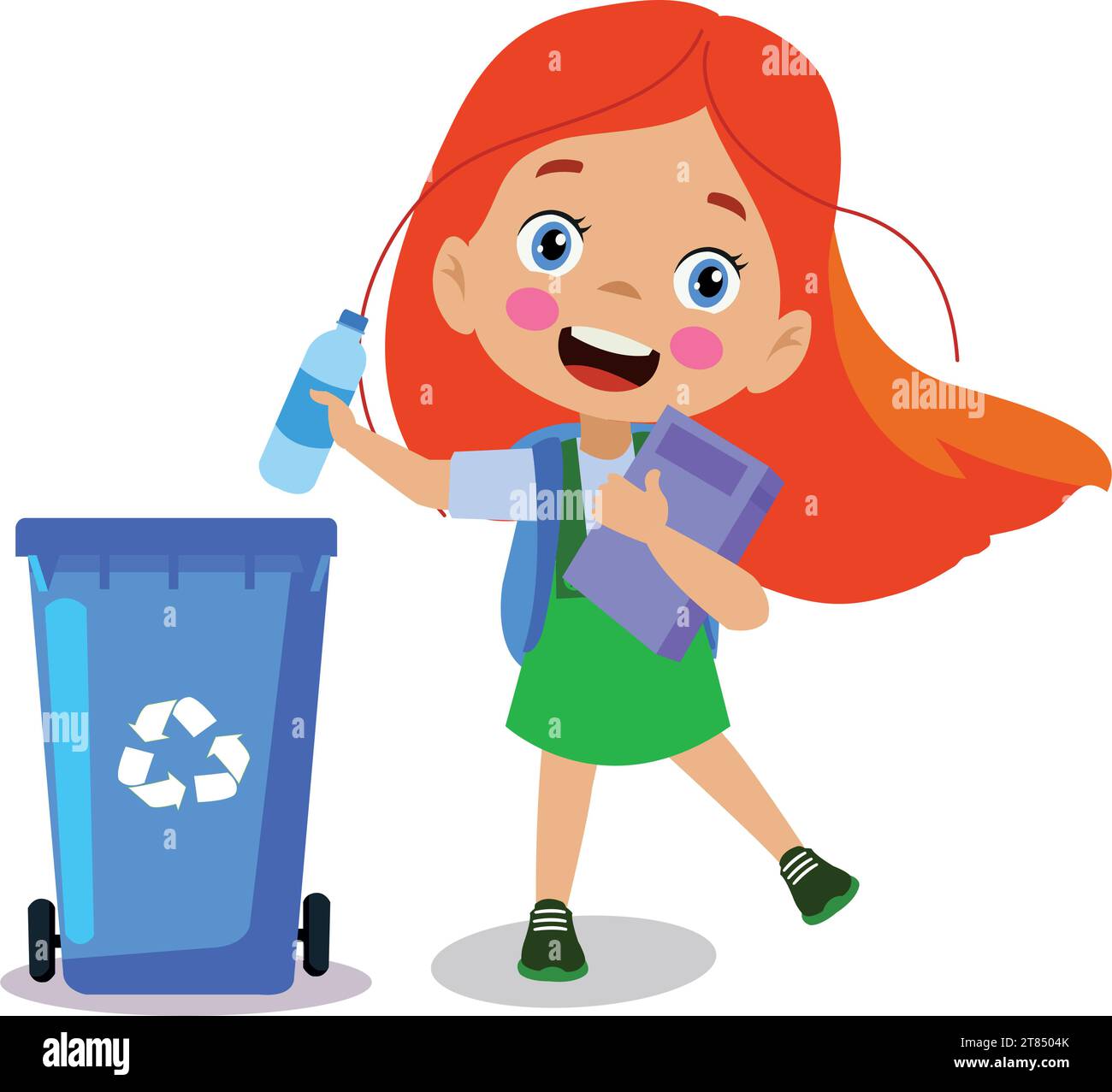 cute boy throwing trash in recycle bin Stock Vector Image & Art - Alamy