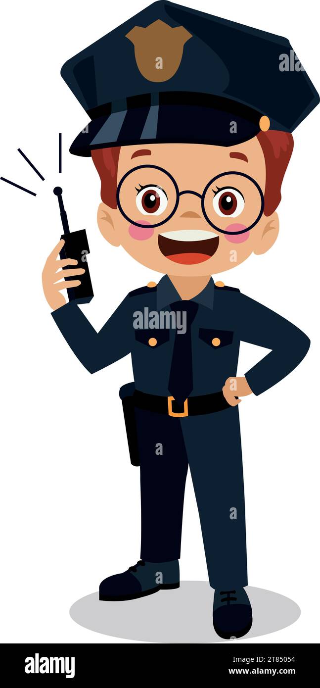 Happy kids wear police uniform set Stock Vector Image & Art - Alamy
