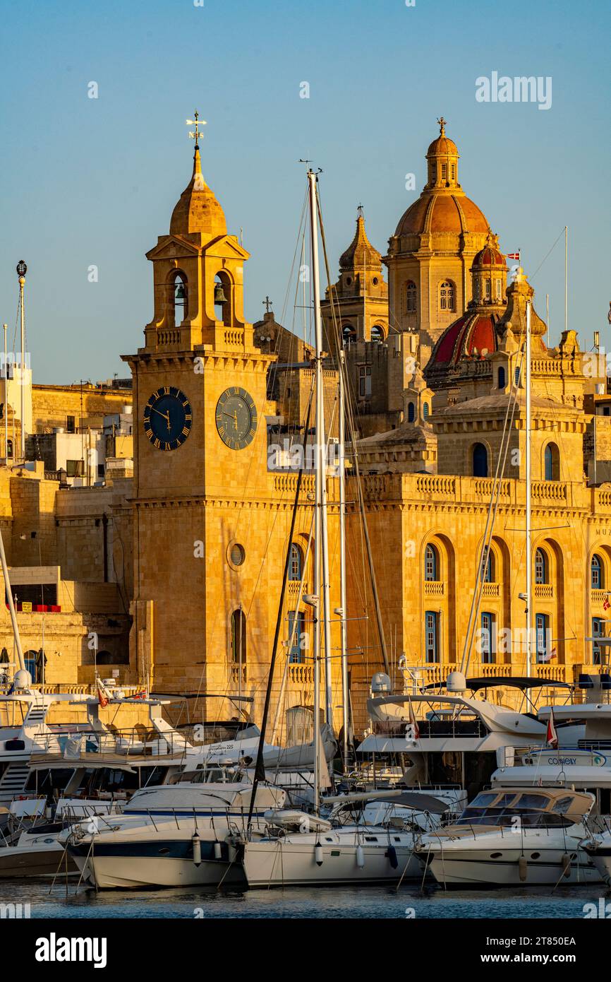 The calm waters and boats surrounding the Three Cities opposite ...
