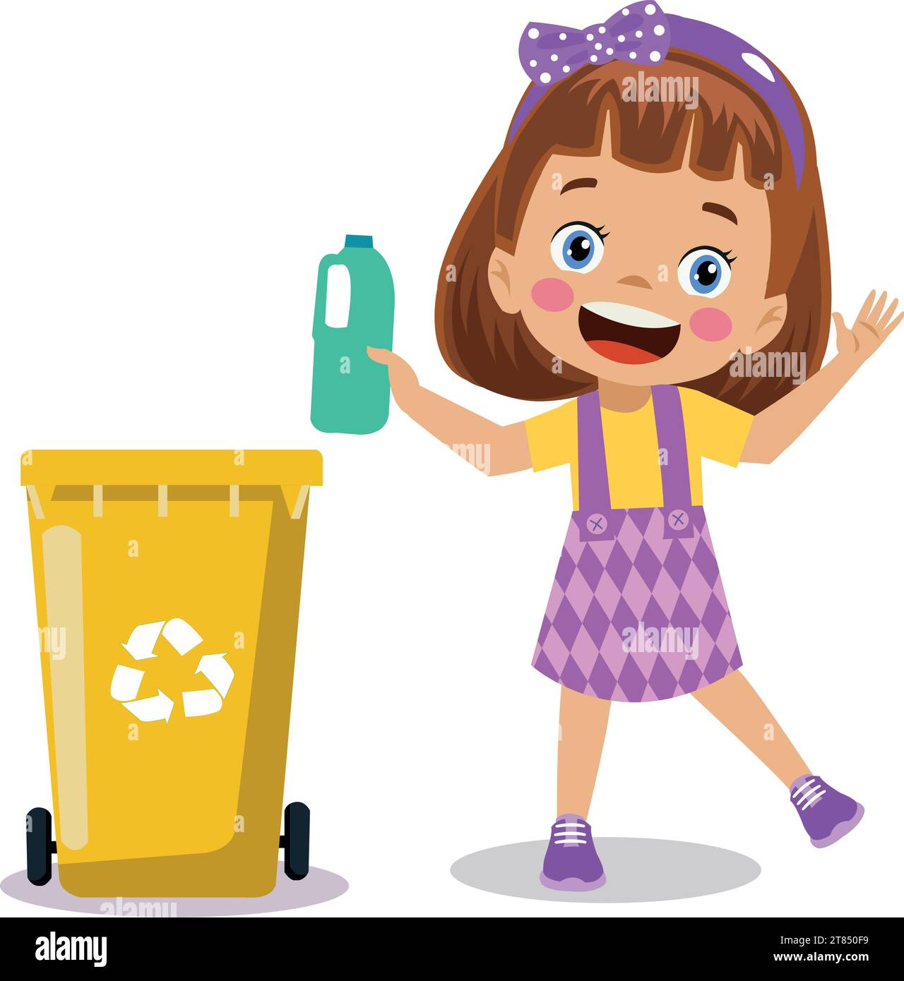 cute boy throwing trash in recycle bin Stock Vector Image & Art - Alamy