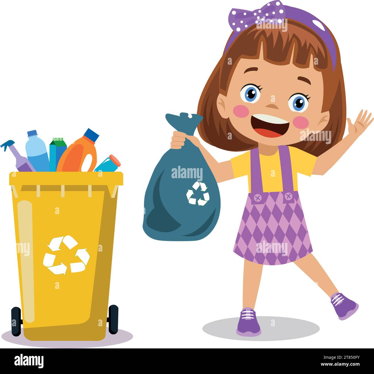 cute boy throwing trash in recycle bin Stock Vector Image & Art - Alamy