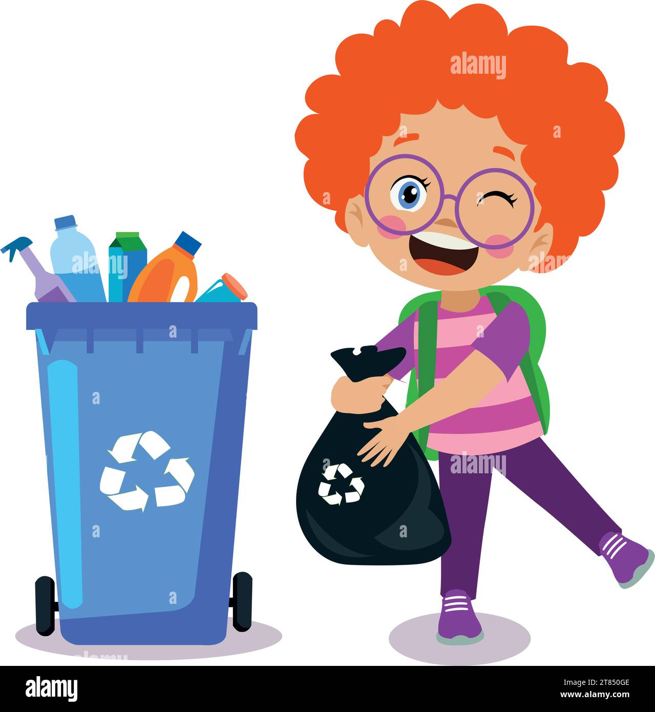cute boy throwing trash in recycle bin Stock Vector Image & Art - Alamy