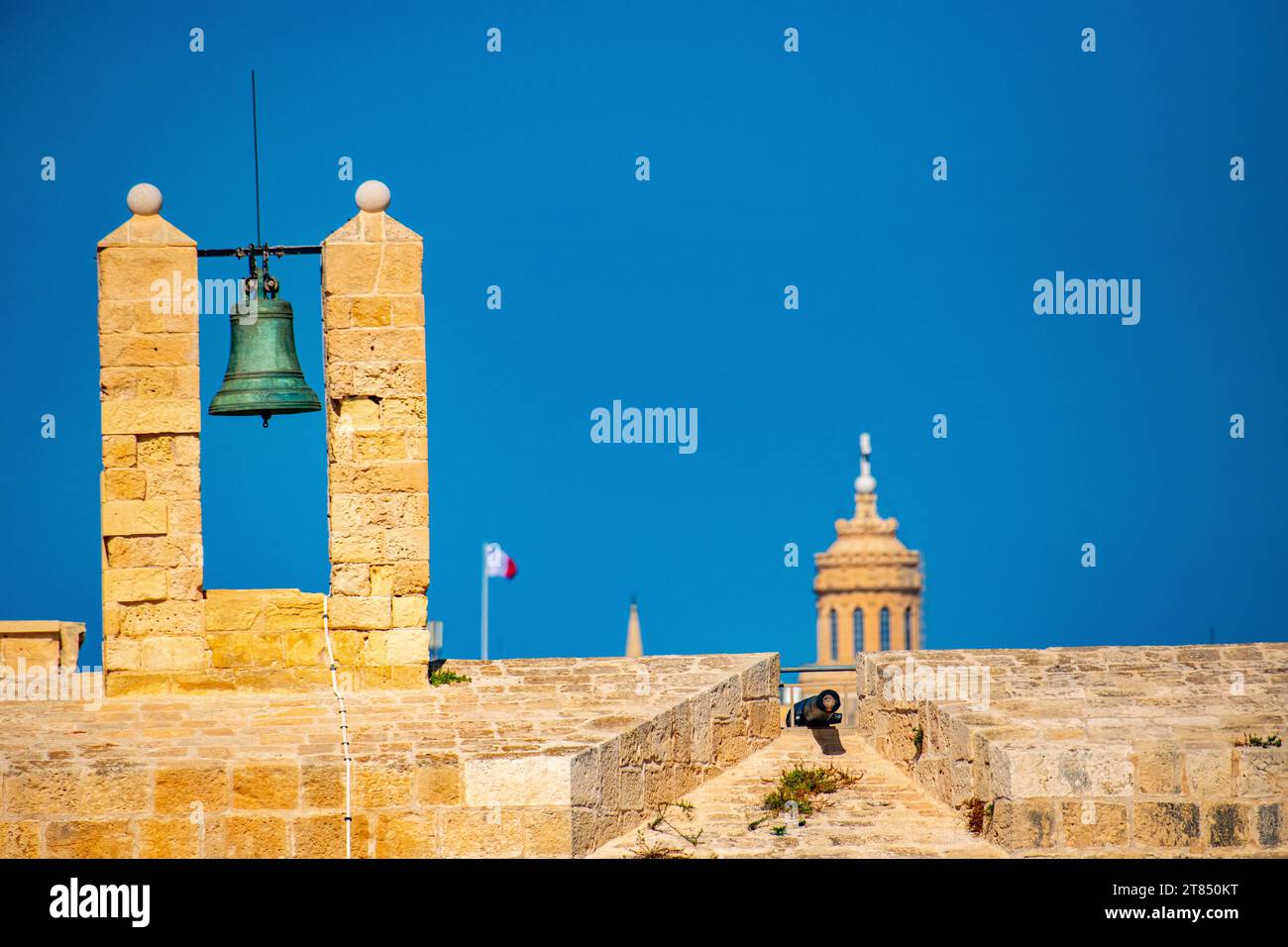 A brass bell on Fort St Angelo in Malta Stock Photo - Alamy
