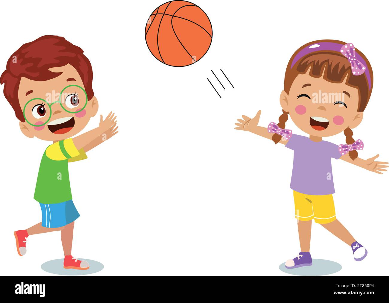 cute happy kids playing basketball Stock Vector Image & Art - Alamy