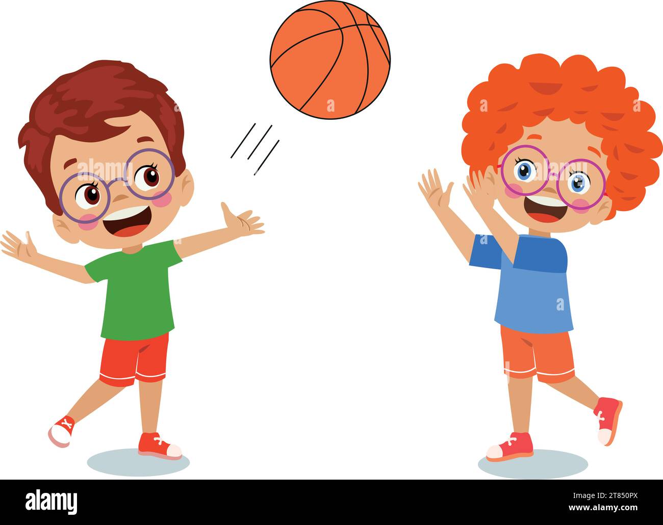 cute happy kids playing basketball Stock Vector Image & Art - Alamy