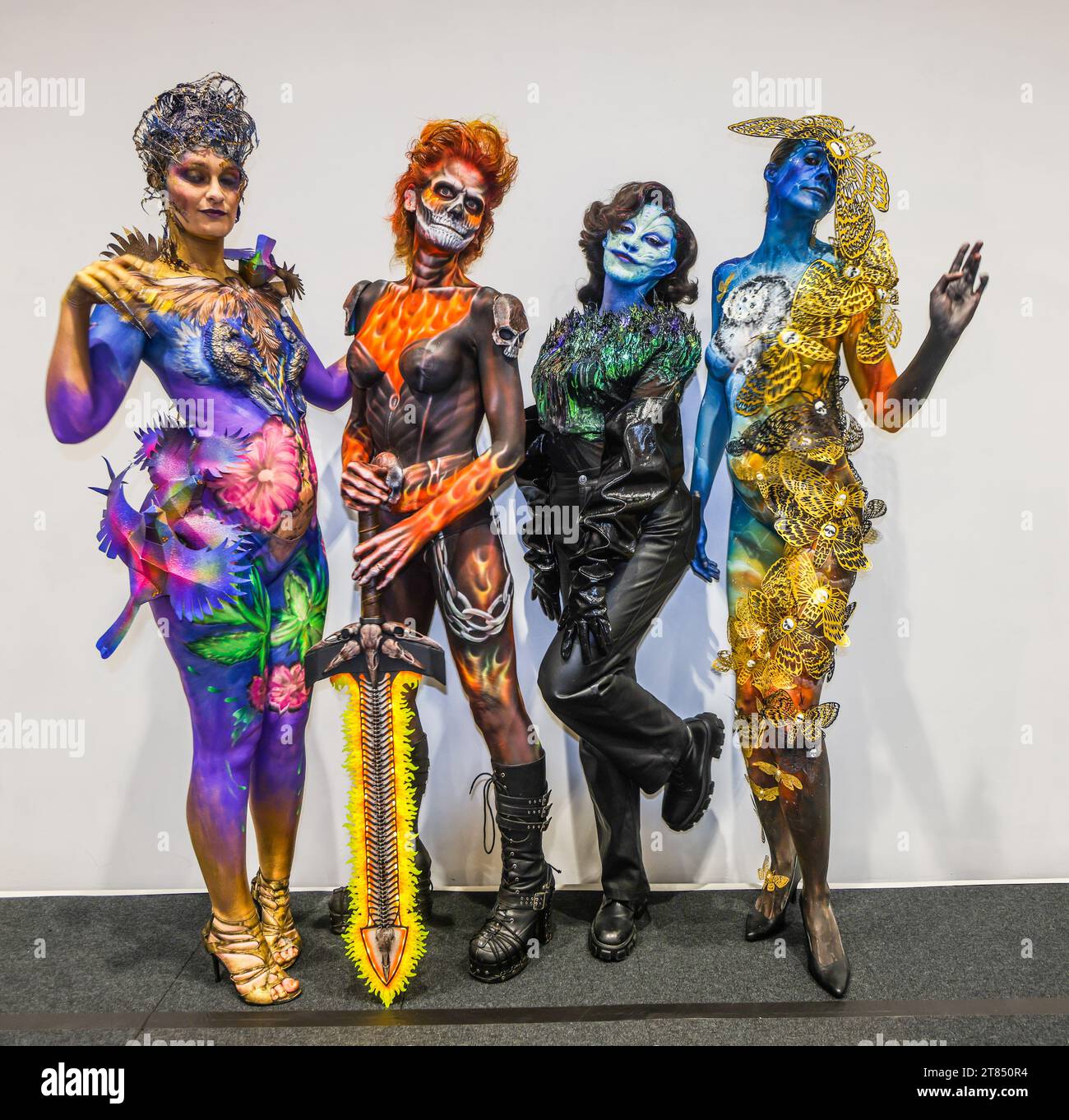 Coventry, UK. 18th Nov, 2023. Competitors of the body art competition ...