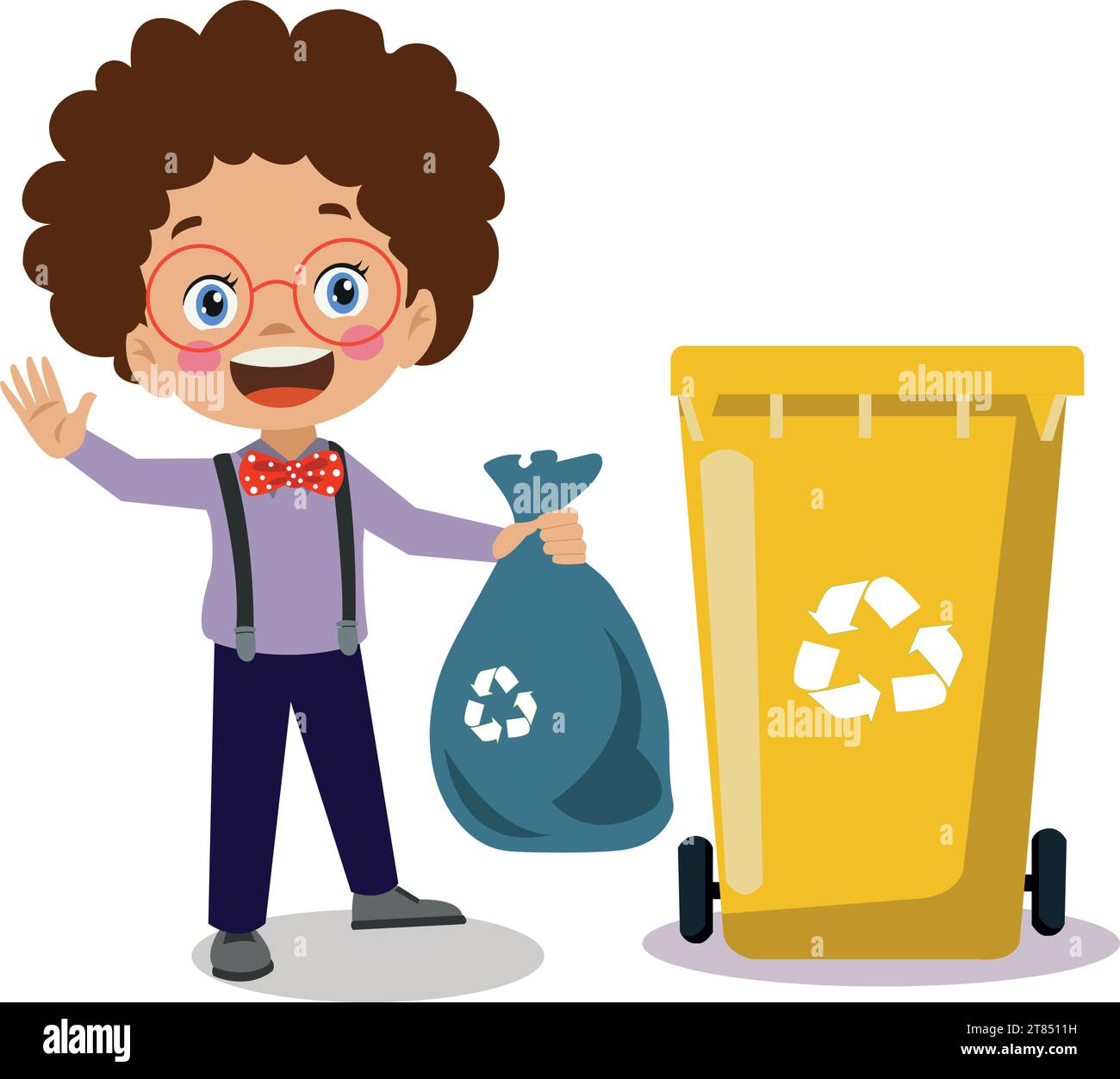 cute boy throwing trash in recycle bin Stock Vector Image & Art - Alamy