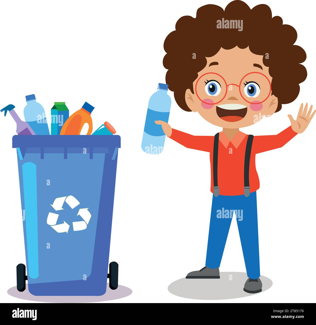 cute boy throwing trash in recycle bin Stock Vector Image & Art - Alamy