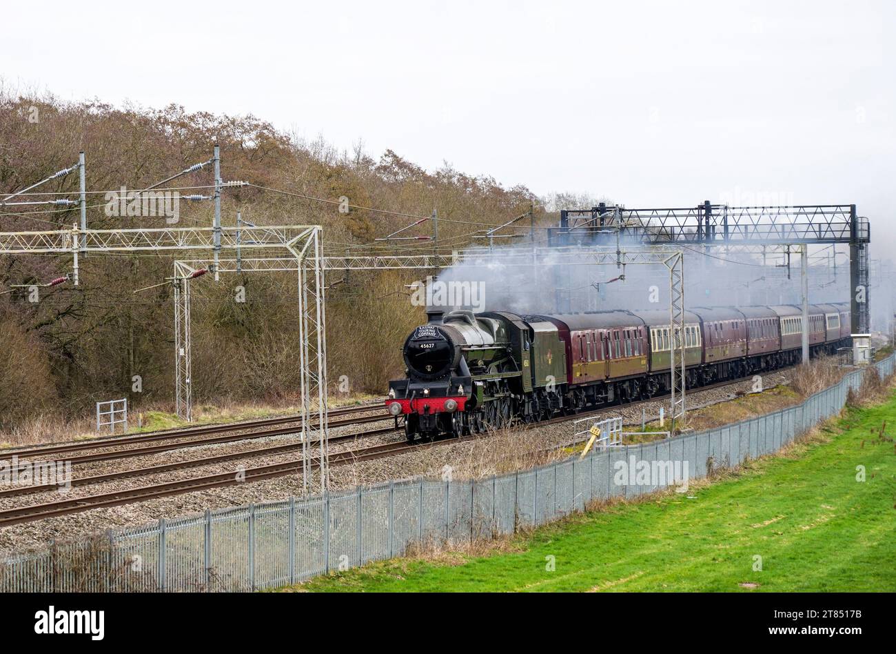 Steam train travelling through Staffordshire England UK Stock Photo - Alamy