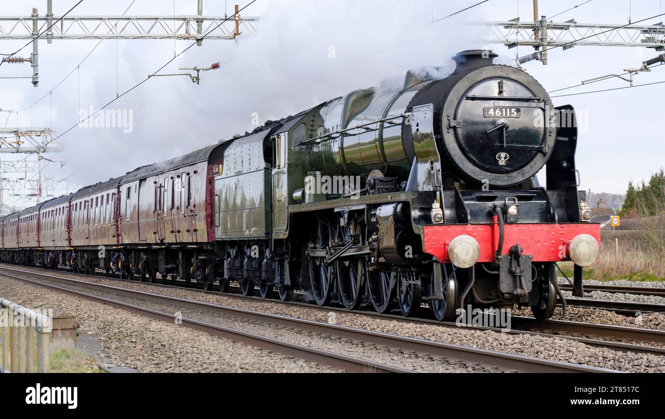 Steam train travelling through Staffordshire England UK Stock Photo - Alamy