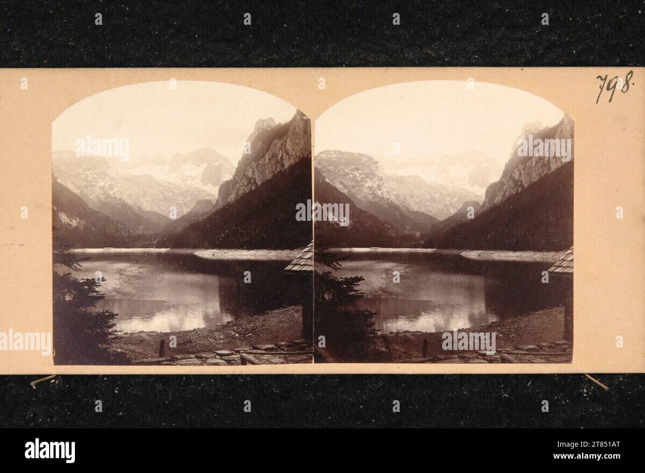Louis Hardtmuth Gosausee with the Dachstein. Albumin paper, on the box ...