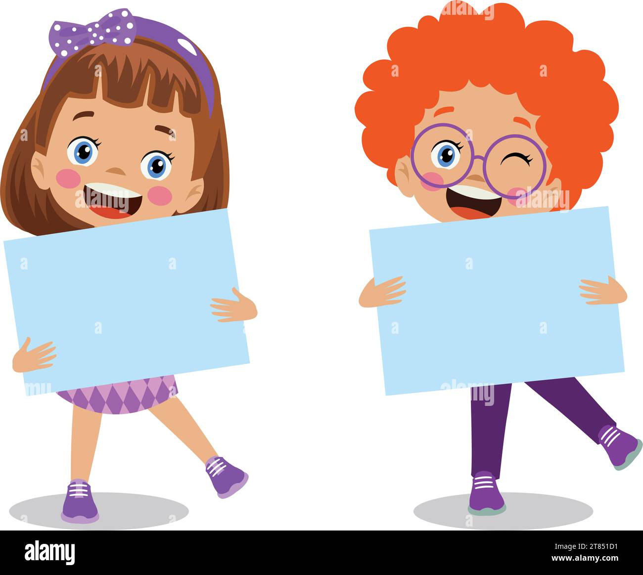 Your text here cute girl holding note paper Stock Vector Image & Art ...