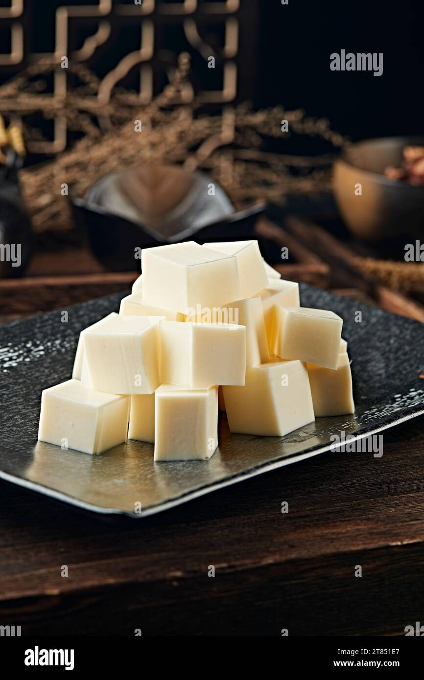Japanese Dessert Cheese Tofu on ice Stock Photo - Alamy