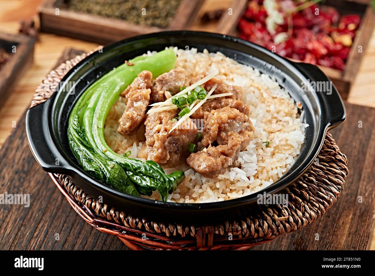 Steamed Pork ribs in Claypot rice Stock Photo - Alamy