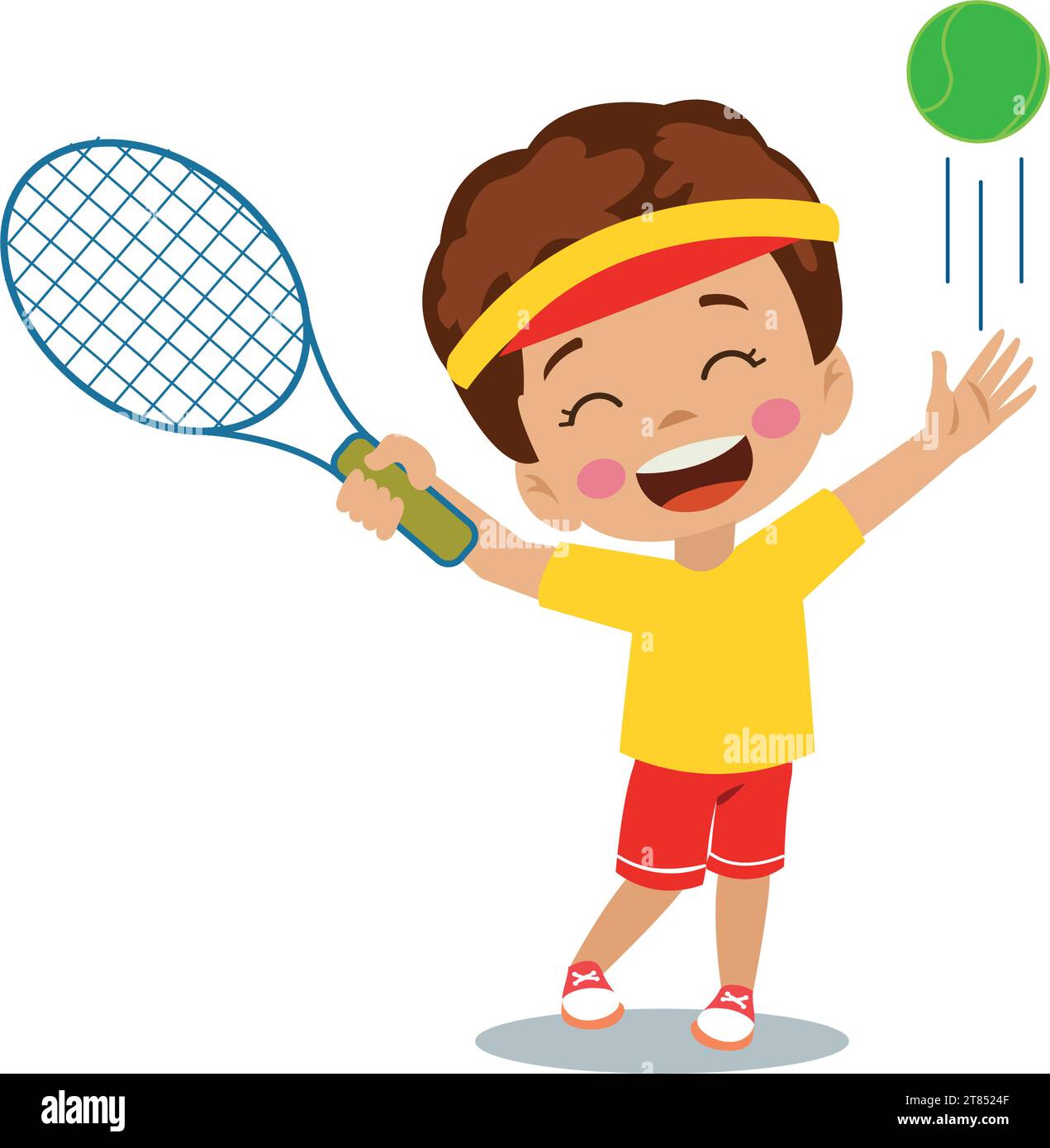 cute happy boy playing tennis Stock Vector Image & Art - Alamy