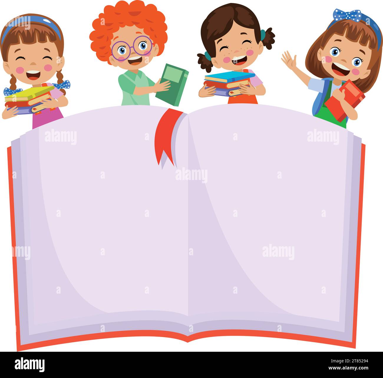 cute happy students reading books Stock Vector Image & Art - Alamy